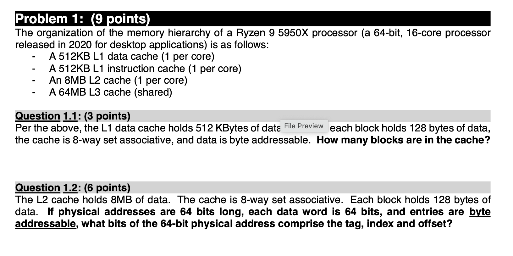Solved The organization of the memory hierarchy of a Ryzen | Chegg.com