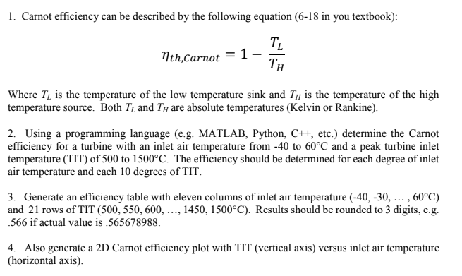 Solved 1. Carnot efficiency can be described by the | Chegg.com