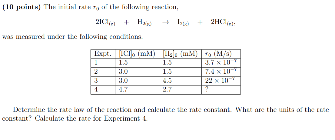 Solved (10 points) The initial rate r0 of the following | Chegg.com