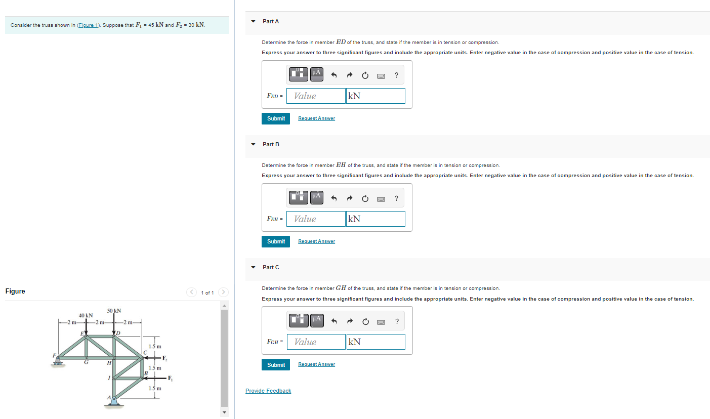 Solved Submit Request Answer - Part B Determine the force in | Chegg.com