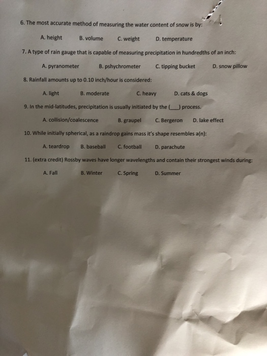 Solved 1. Mid-latitude cyclones typically develop a. along | Chegg.com