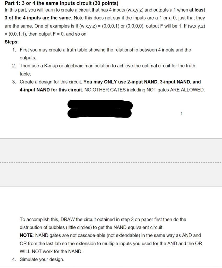 Solved Part 1: 3 or 4 the same inputs circuit (30 points) In | Chegg.com