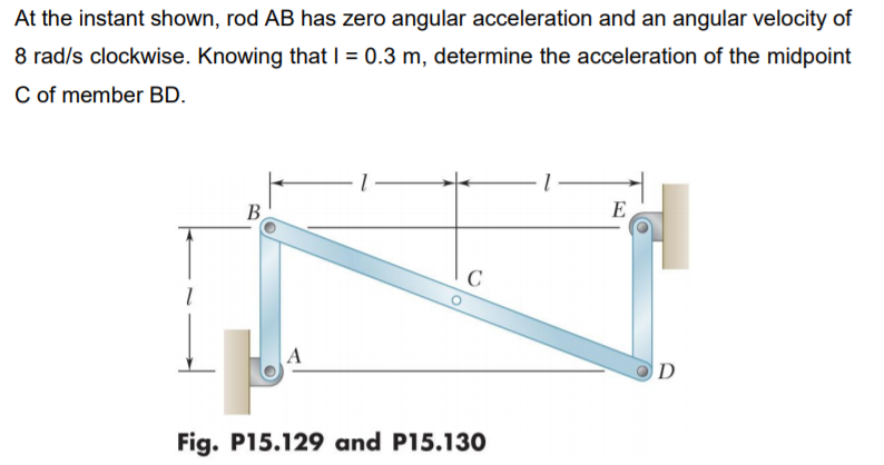Solved At the instant shown, rod AB has zero angular | Chegg.com