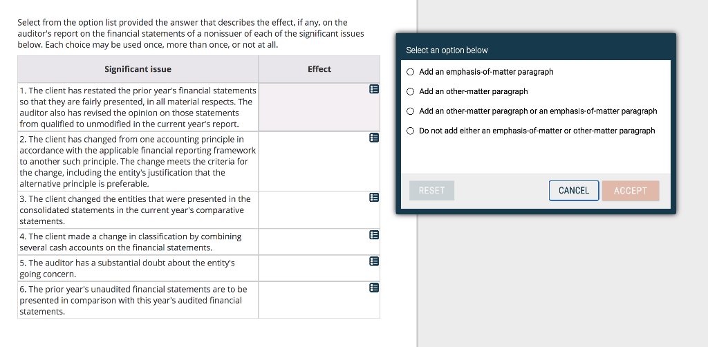 Select from the option list provided the answer that | Chegg.com