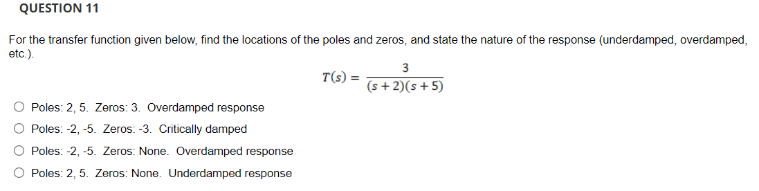 Solved For the transfer function given below, find the | Chegg.com