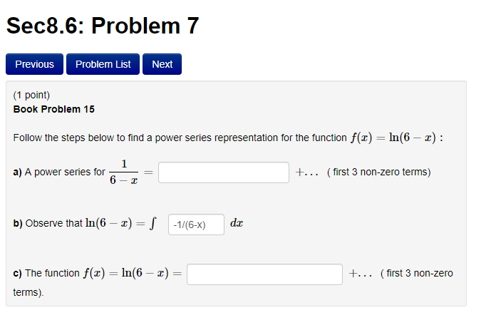 Solved Sec8.6: Problem 7 Previous Problem List Next (1 | Chegg.com