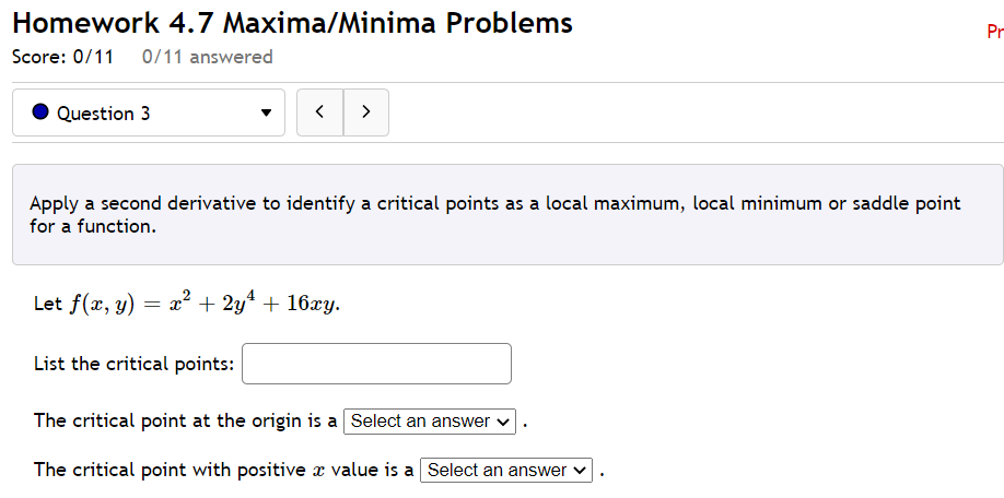 Solved Homework 4.7 Maxima/Minima Problems Score: 0/110/11 | Chegg.com