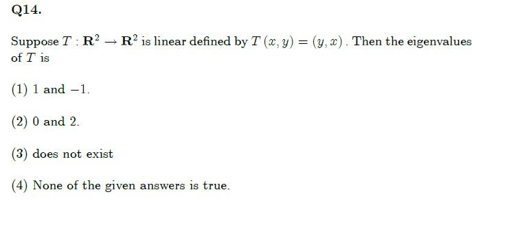 Solved Suppose T:R2→R2 is linear defined by T(x,y)=(y,x). | Chegg.com