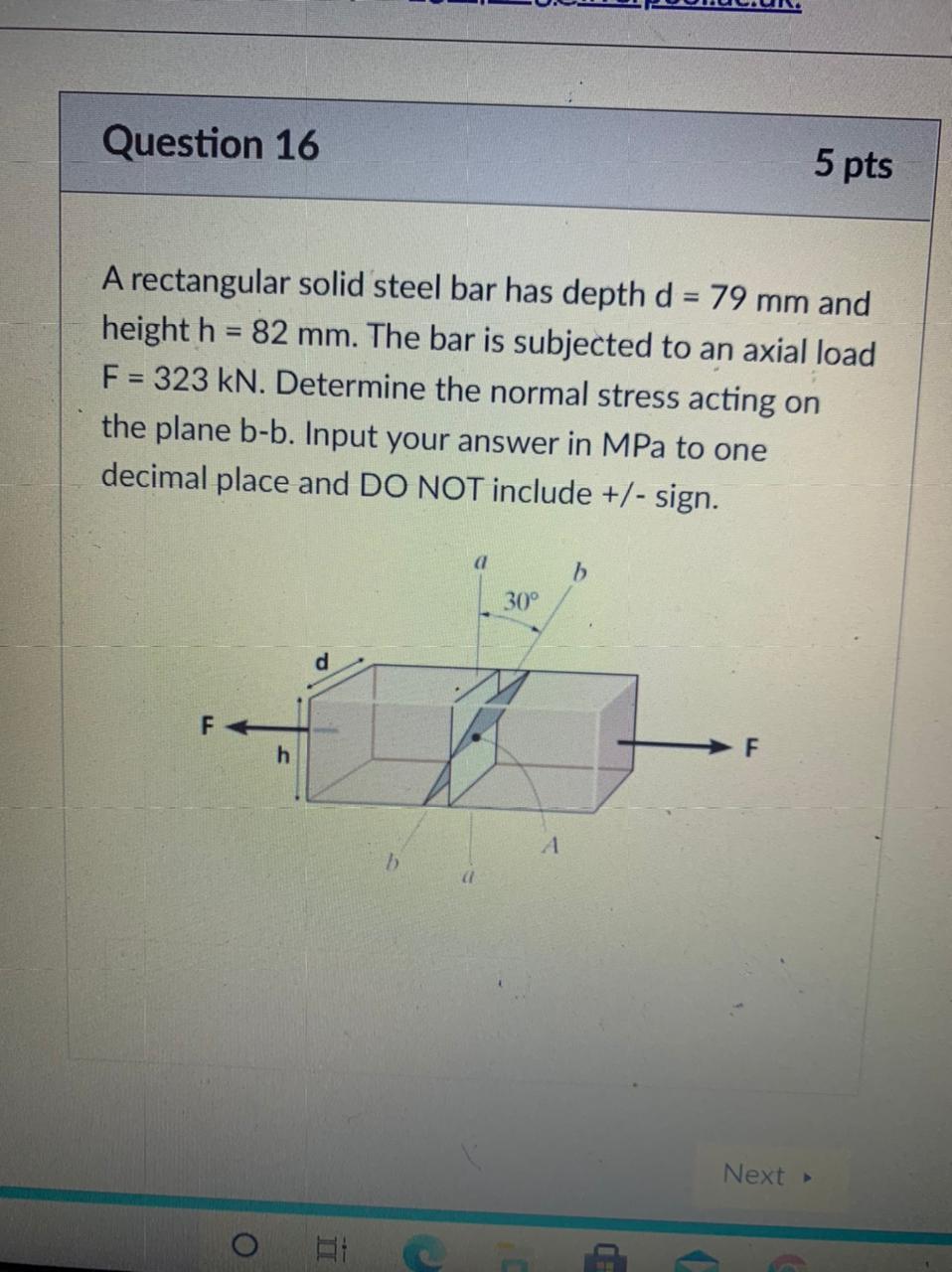 Solved Question 16 5 pts A rectangular solid steel bar has | Chegg.com