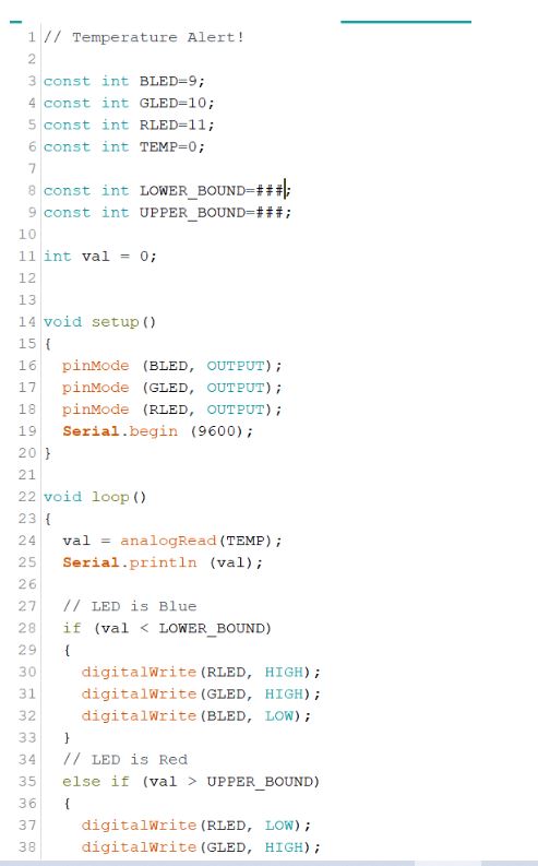 Solved You'll make a simple temperature alert system. The | Chegg.com