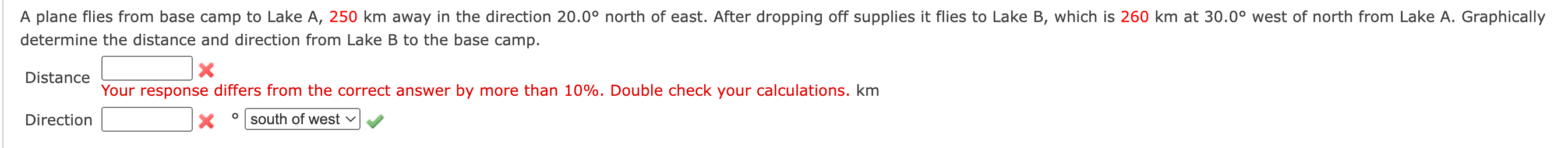 Solved determine the distance and direction from Lake B to | Chegg.com