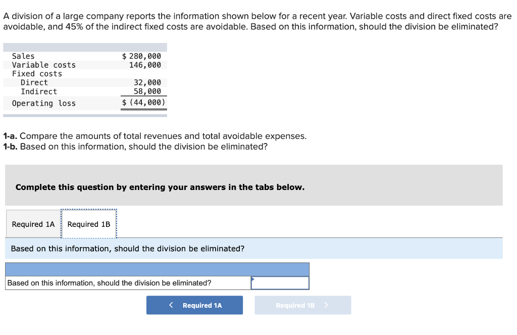 Solved A division of a large company reports the information | Chegg.com