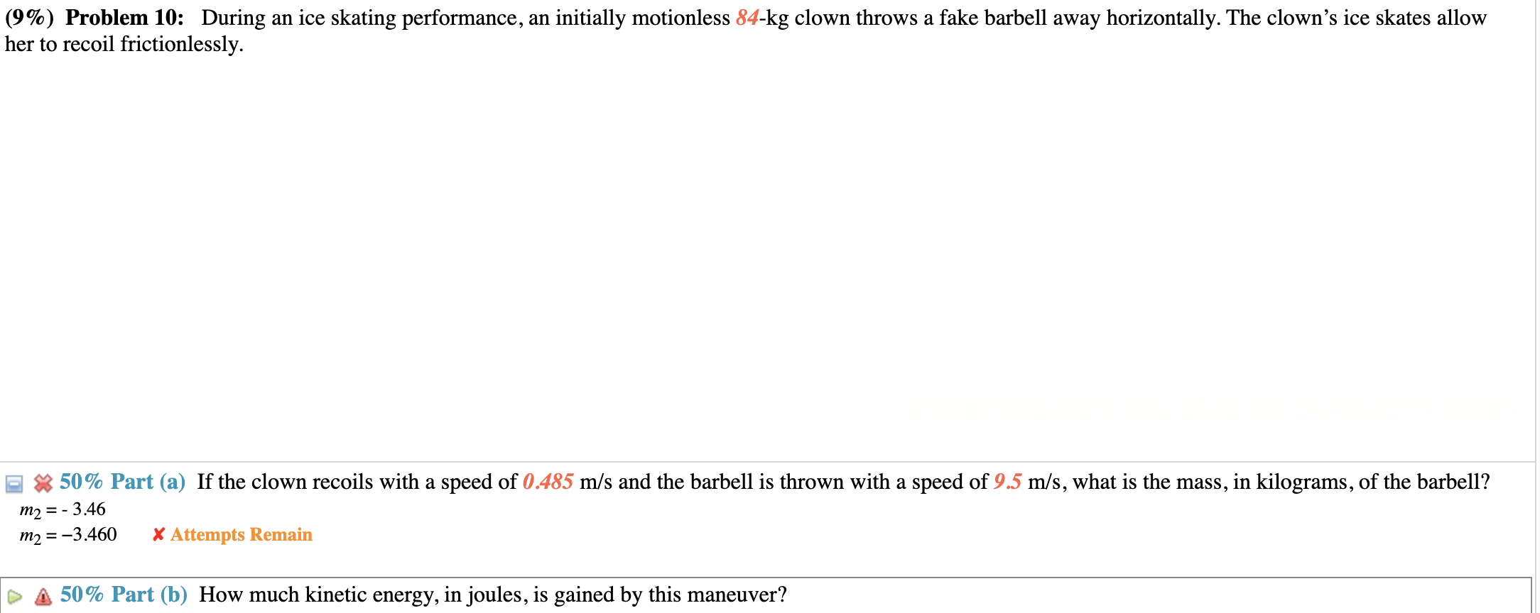 Solved (9\%) Problem 10: During an ice skating performance, | Chegg.com