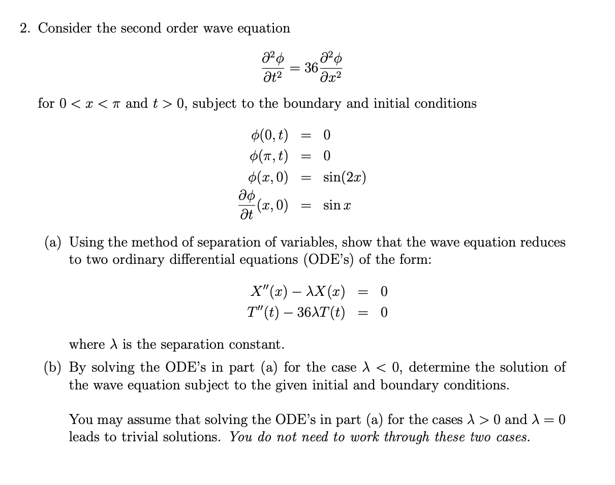 Solved 2. Consider the second order wave equation 220 at2 | Chegg.com