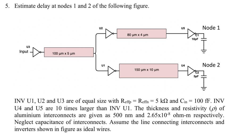 Solved 5. Estimate delay at nodes 1 and 2 of the following | Chegg.com