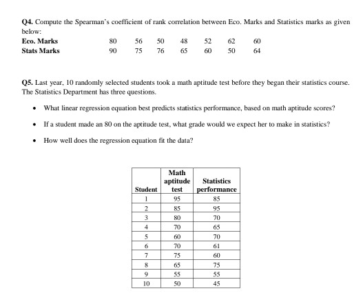Solved 04. Compute the Spearman's coefficient of rank | Chegg.com