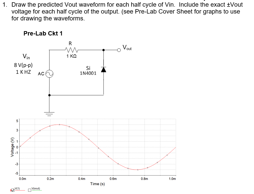 Solved 1. Draw the predicted Vout waveform for each half | Chegg.com