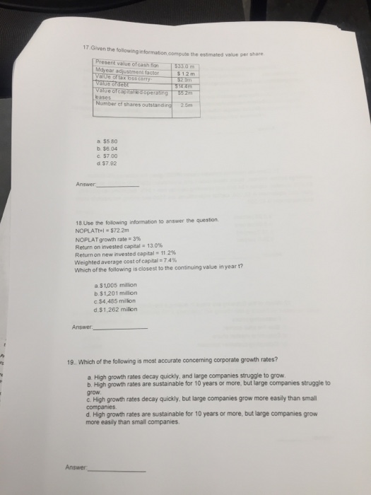 Solved Given the following information compute the estimated | Chegg.com