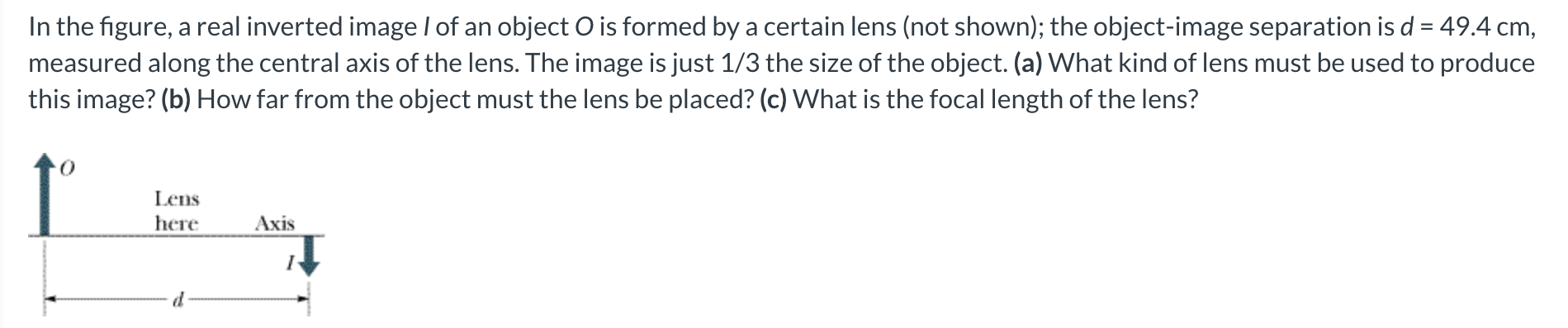 Solved In the figure, a real inverted image I of an object O | Chegg.com
