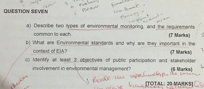 Solved UESTION SEVEN a) Describe two types of environmental | Chegg.com