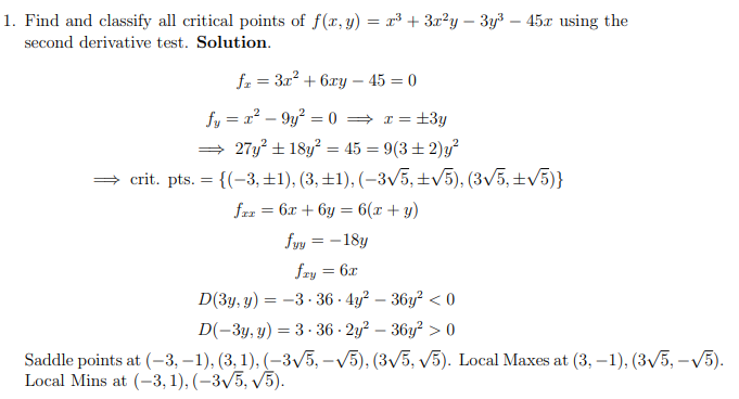 Solved Find and classify all critical points of | Chegg.com