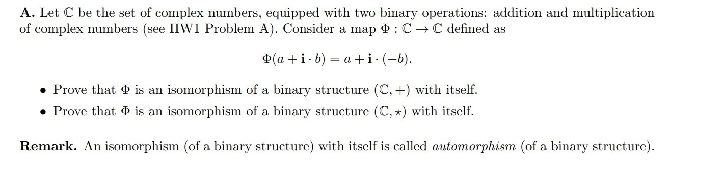 Solved A. Let C be the set of complex numbers, equipped with | Chegg.com