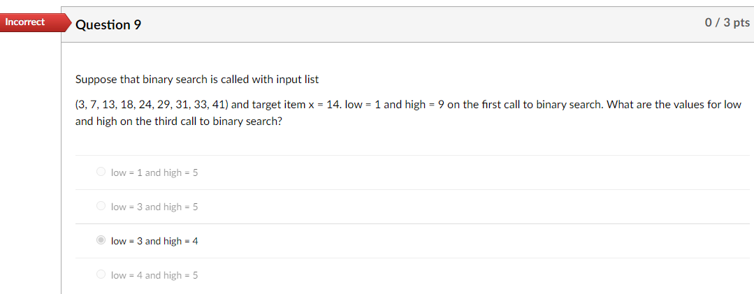 Solved Suppose that binary search is called with input list | Chegg.com