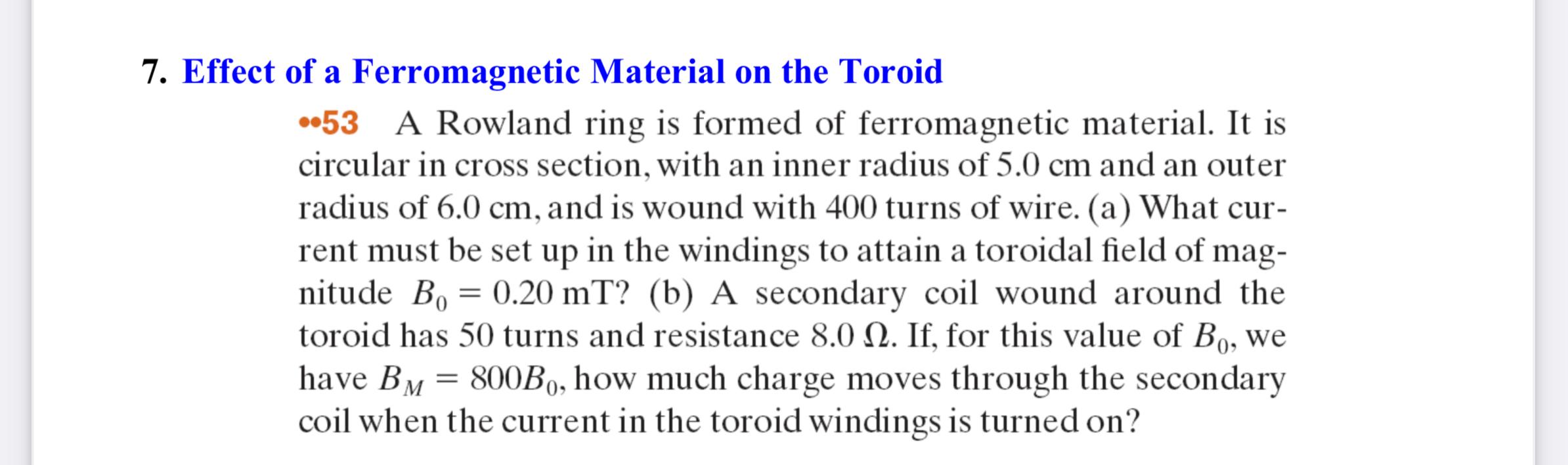 Solved 7. Effect of a Ferromagnetic Material on the Toroid | Chegg.com