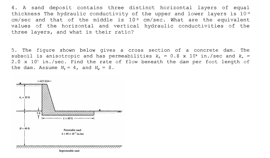 Solved 4. A sand deposit contains three distinct horizontal | Chegg.com