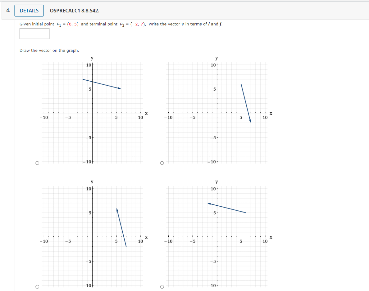 Given initial point P1=(6,5) and terminal point | Chegg.com