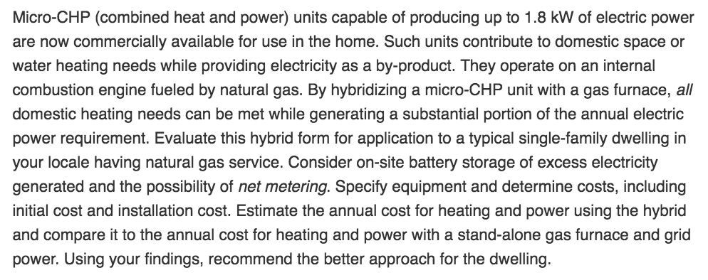 Micro-CHP (combined heat and power) units capable of | Chegg.com