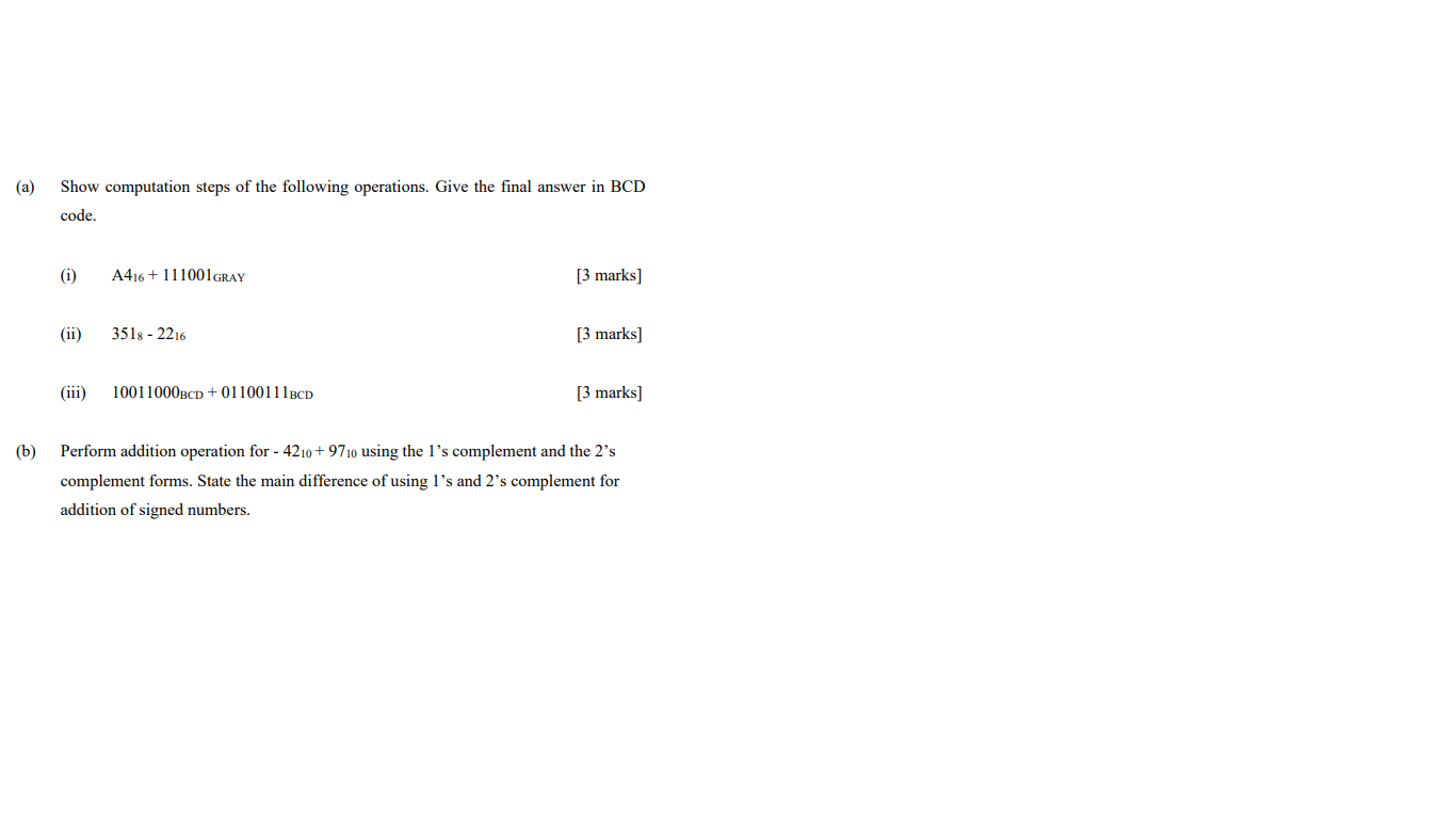 Solved (a) Show computation steps of the following | Chegg.com