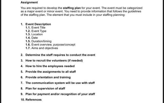 Solved You are required to develop the staffing plan for | Chegg.com