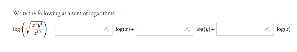 Solved Write the following as a sum of logarithms: | Chegg.com