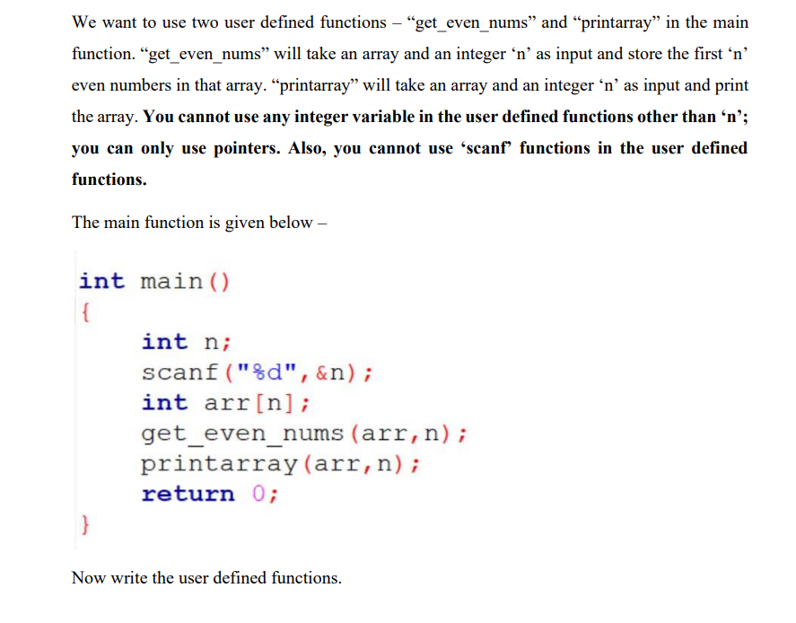 Solved We want to use two user defined functions – | Chegg.com
