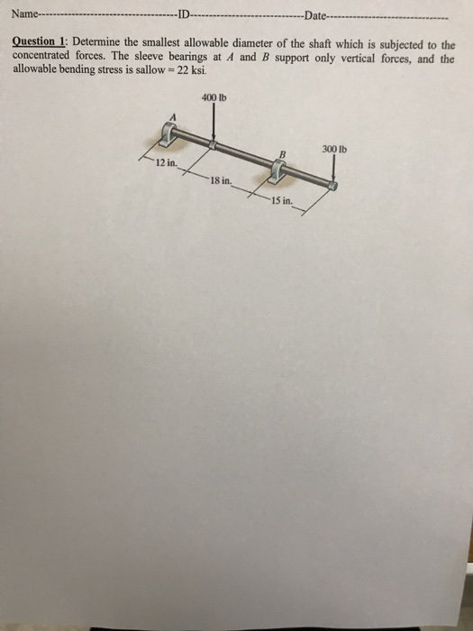 Solved Determine The Smallest Allowable Diameter Of The