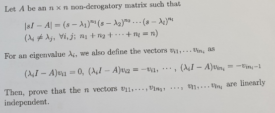 Solved Let A be an nxn non-derogatory matrix such that |8I – | Chegg.com