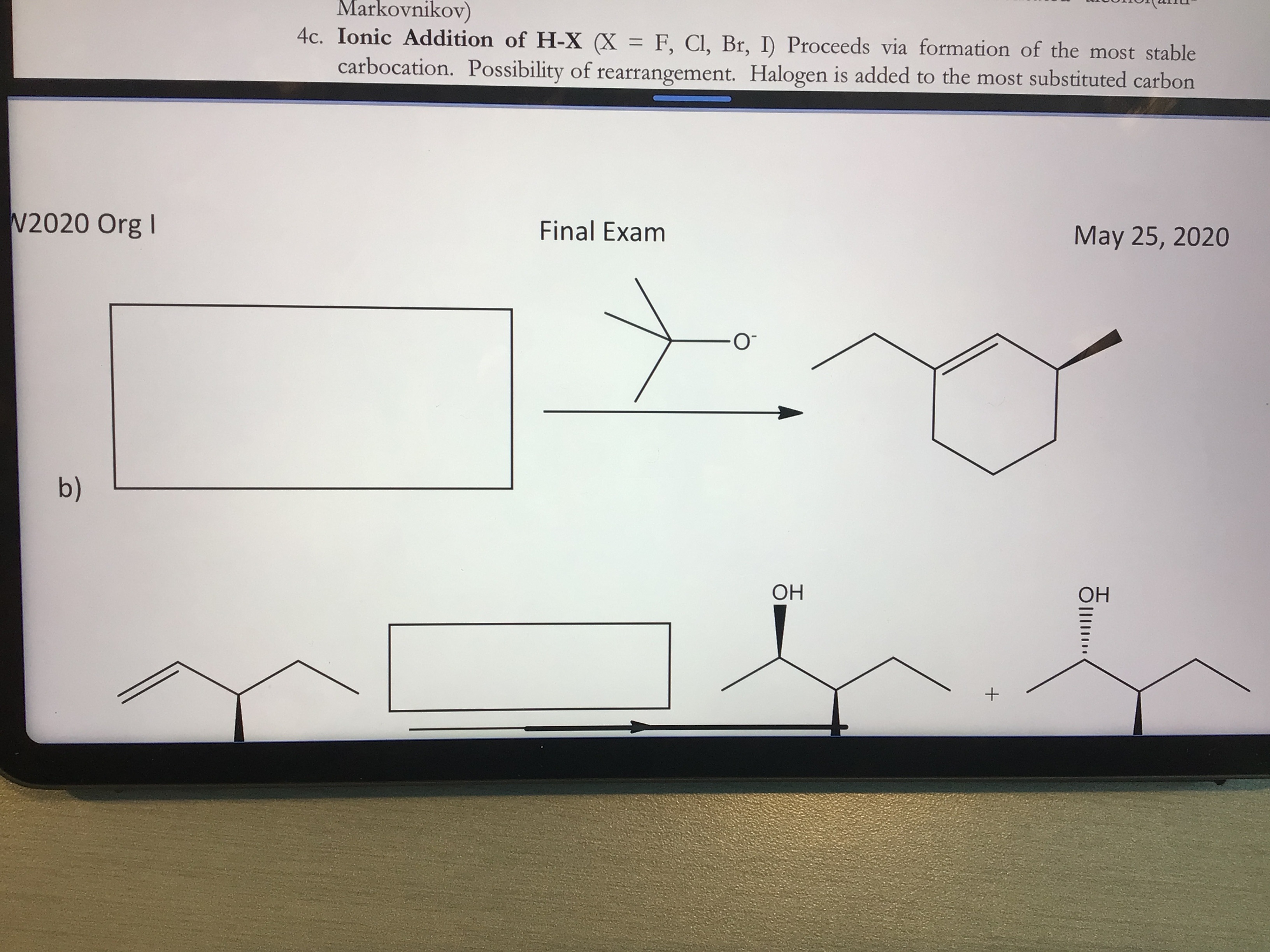 Markovnikov) 4c. Ionic Addition of H−X(X=F,Cl,Br,I) | Chegg.com