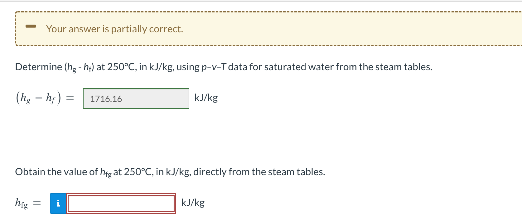 Solved Using p-v-T data for saturated water from the steam | Chegg.com