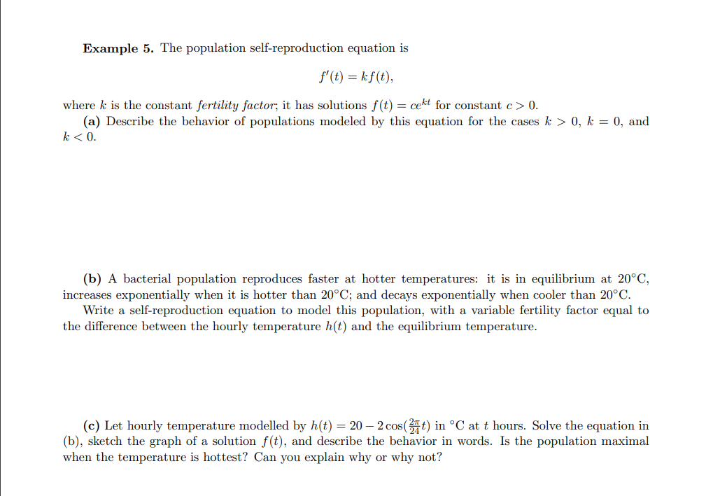 Solved Example 5. ﻿The population self-reproduction equation | Chegg.com