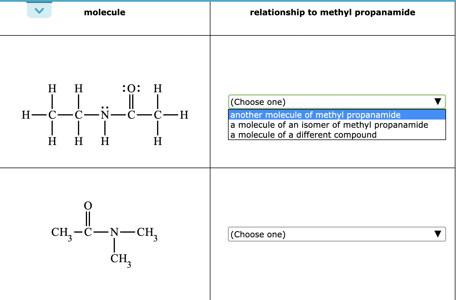 Solved molecule H H :0: Η HPT -N- -C-C-H HH H Η CH₂-C-N-CH₂ | Chegg.com