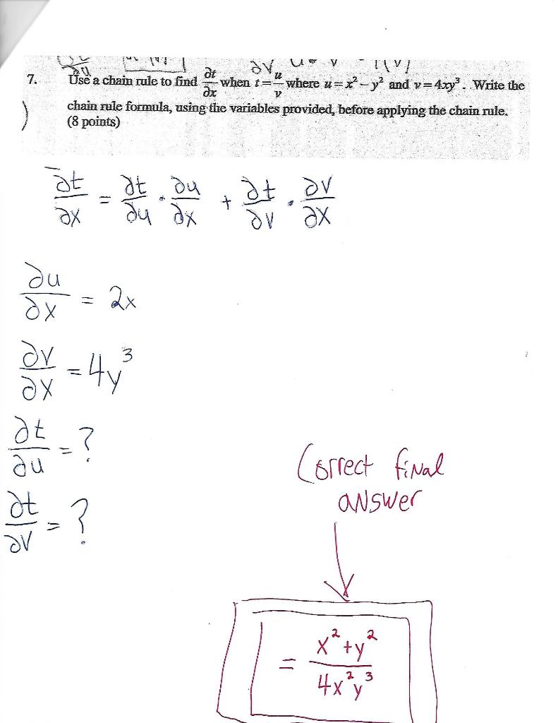 Solved 7. - W dt OV UV TV Use a chain rule to find u when =" | Chegg.com