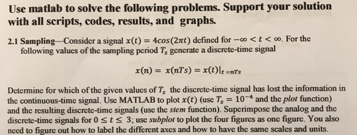 Solved Use matlab to solve the following problems. Support | Chegg.com