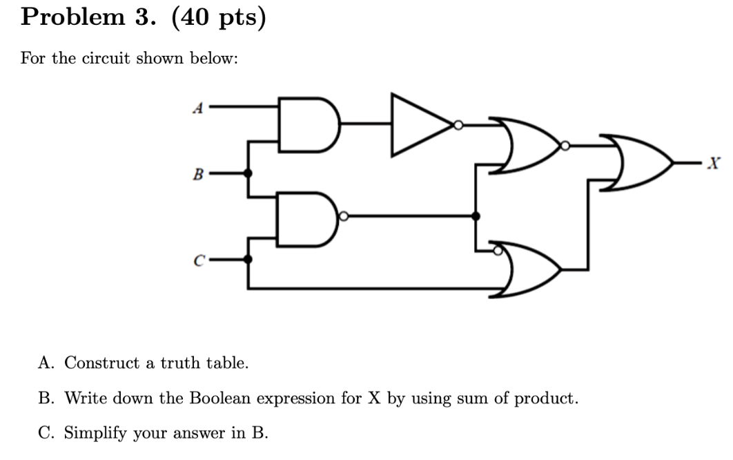 Solved For the circuit shown below: A. Construct a truth | Chegg.com