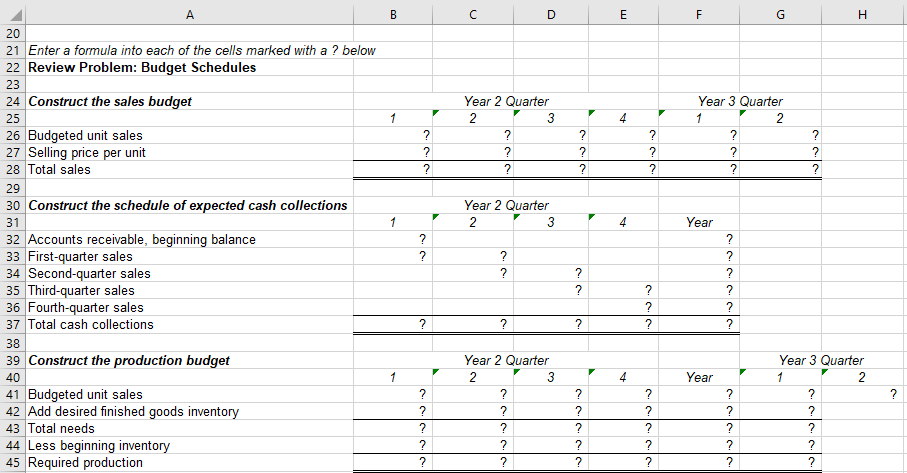 Solved enter formulas in all cells that contain question | Chegg.com