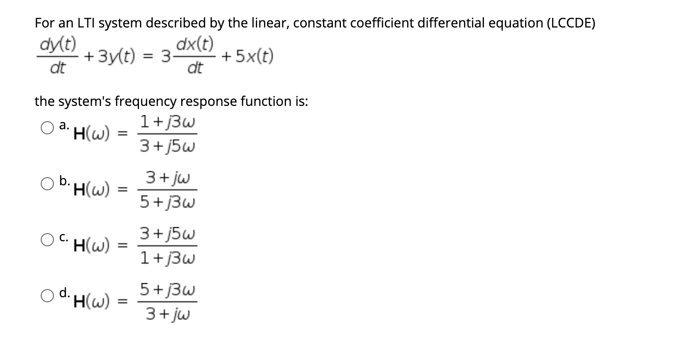 Solved For an LTI system described by the linear, constant | Chegg.com