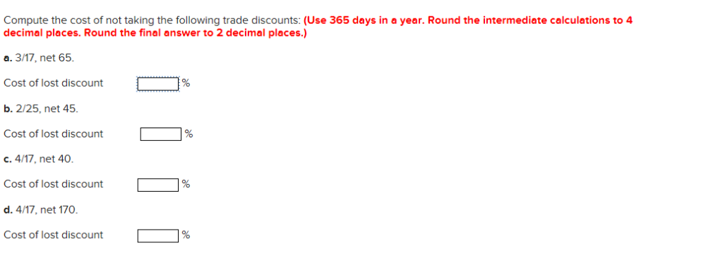 Solved Compute the cost of not taking the following trade | Chegg.com