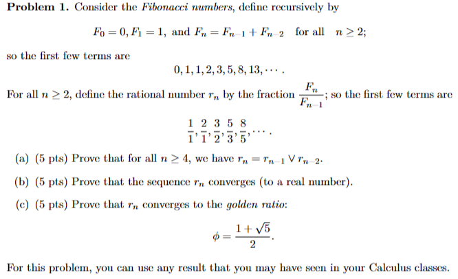Solved F0=0,F1=1, and Fn=Fn−1+Fn−2 for all n≥2; so the first | Chegg.com