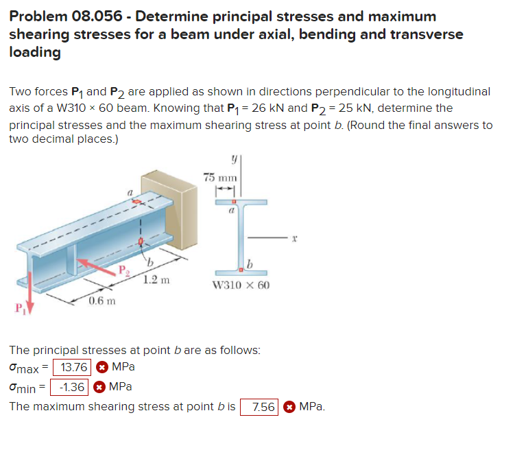 Solved Problem 08.056 - Determine principal stresses and | Chegg.com