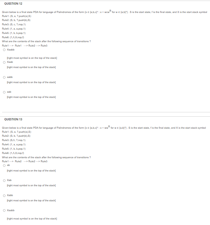 Solved Given below is a final state PDA for language of | Chegg.com